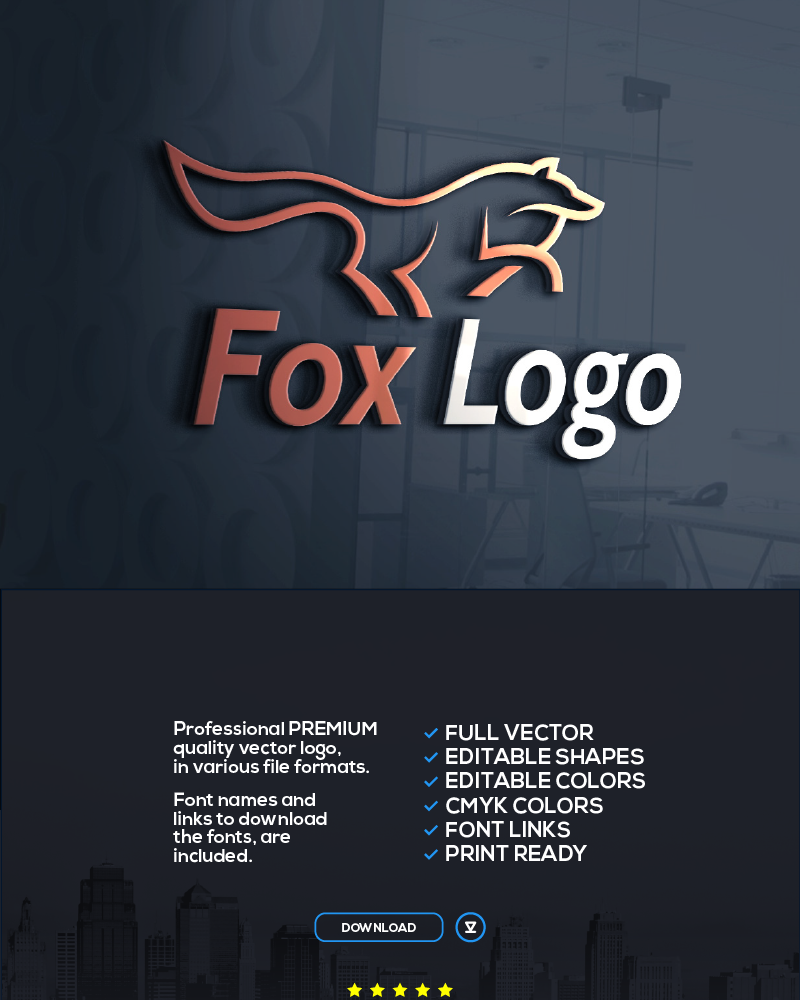 Fox Logo Editable Template #94306 - TemplateMonster