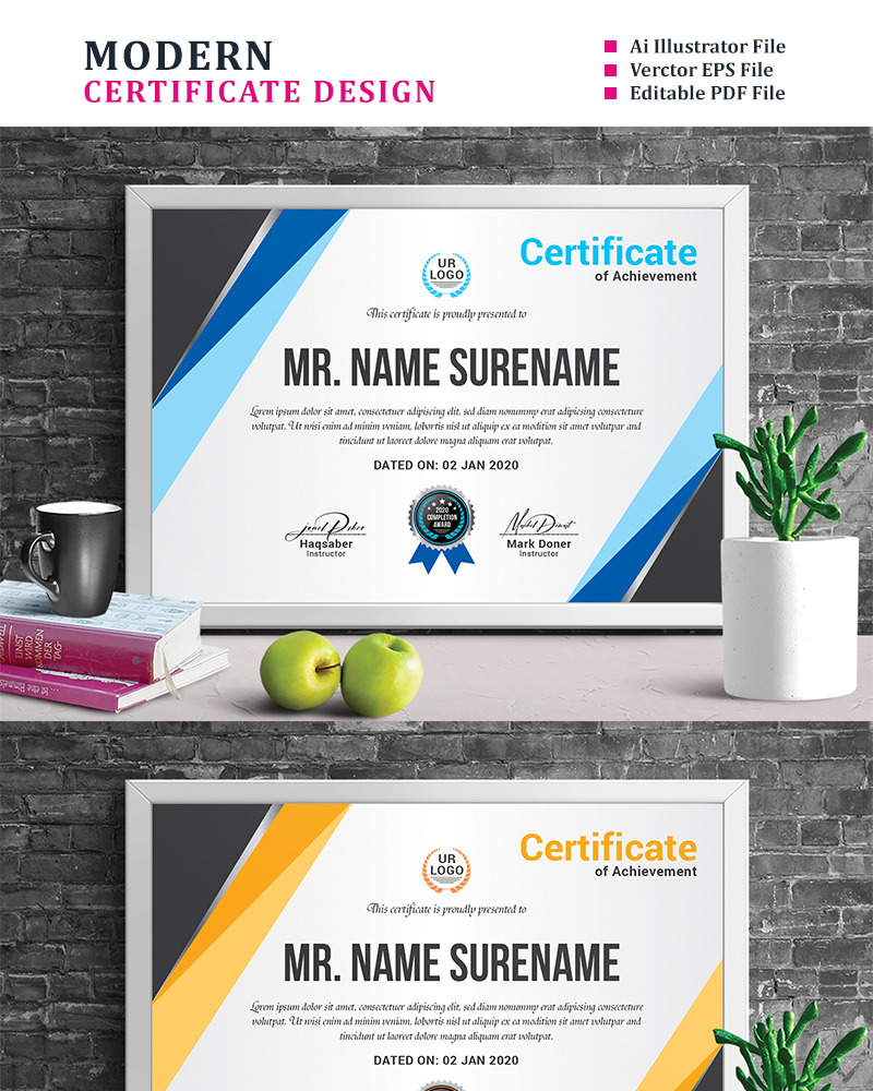 Minimal Triangle Shape Certificate Template - TemplateMonster