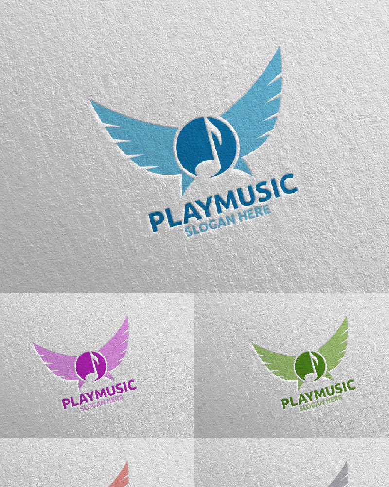 Abstract Music with Note and Play Concept 10 Logo Template
