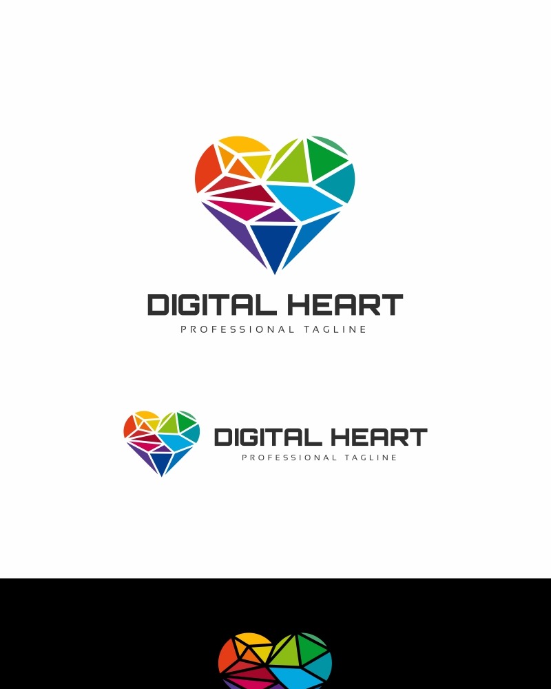 Digital Heart Logo Template #94670 - TemplateMonster