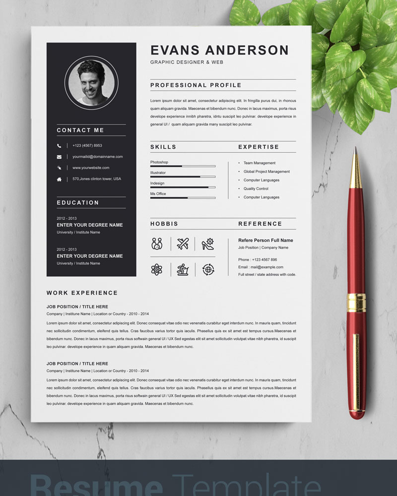 Evans Resume Template #94761 - TemplateMonster