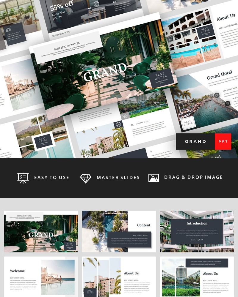 Grand - Hotel PowerPoint template #94710 - TemplateMonster