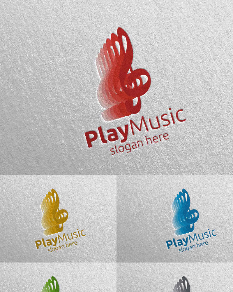 Abstract Music with Note and Play Concept 48 Logo Template