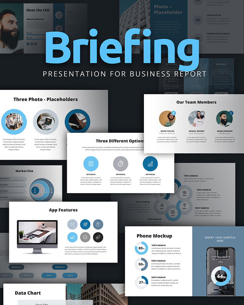 Briefing Presentation For Business Report PowerPoint template