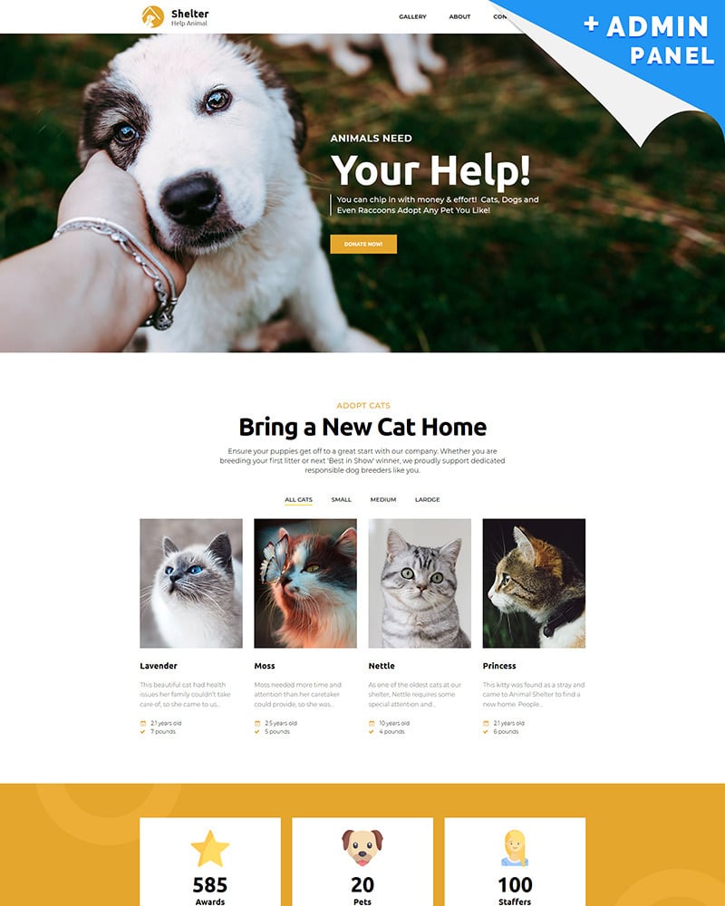 Shelter - Pet Adoption Landing Page Template