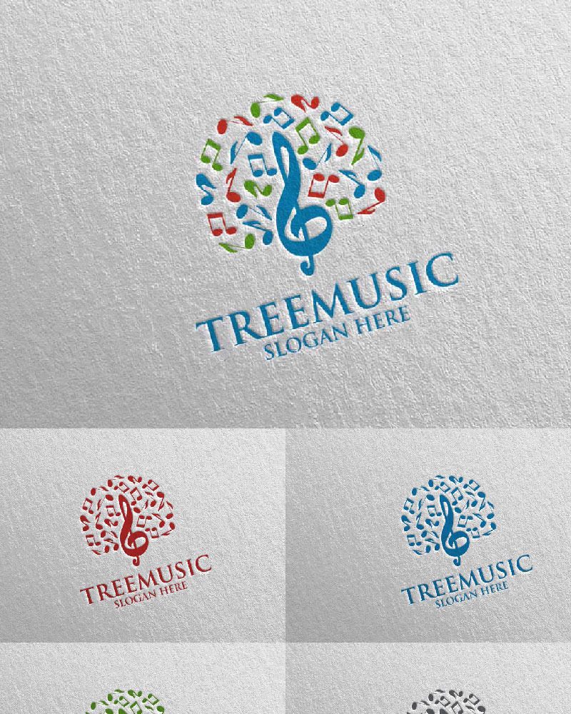 Tree Music with Note and Tree Concept 51 Logo Template