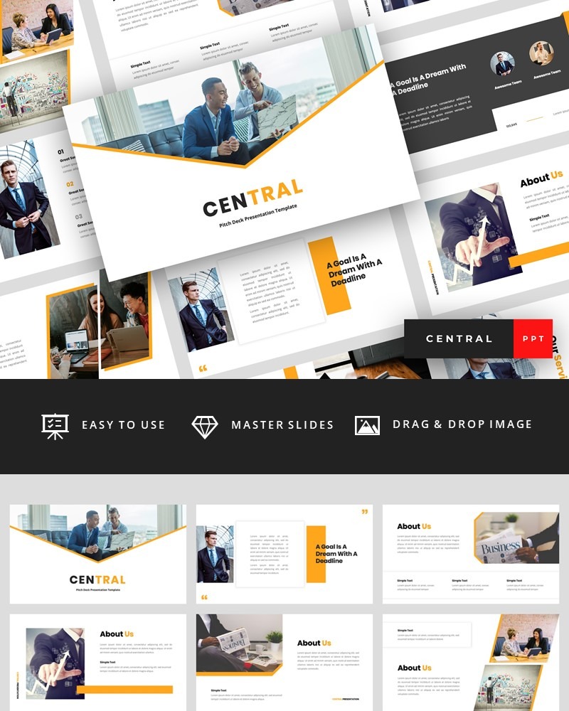 Central - Pitch Deck PowerPoint template - TemplateMonster