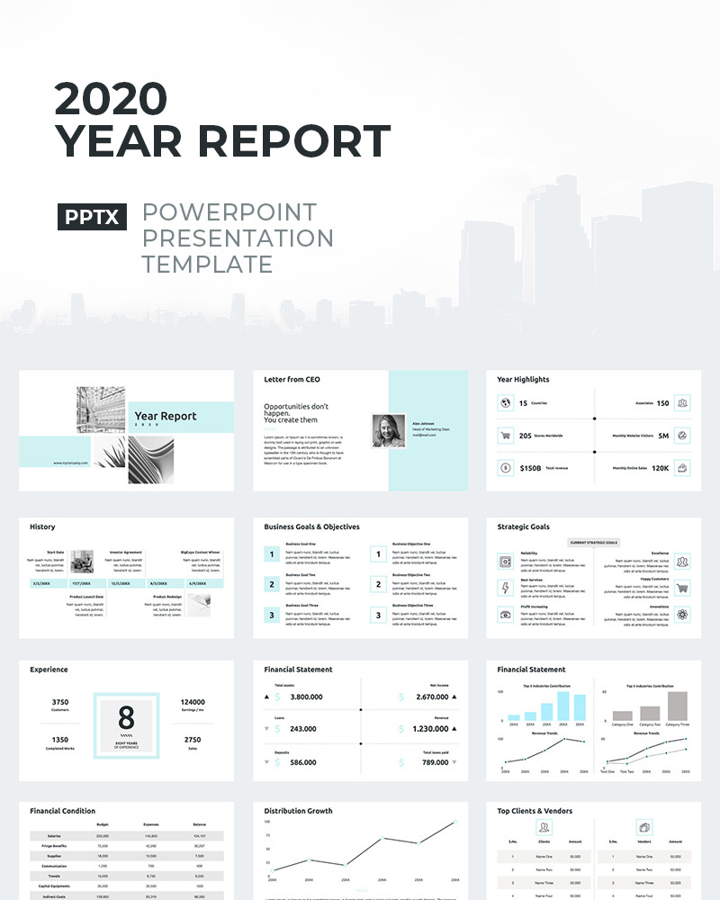 2020 Year Report PowerPoint template - TemplateMonster