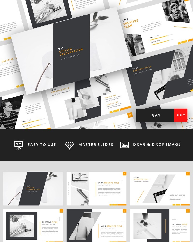 Ray - Stylish PowerPoint template #94937 - TemplateMonster