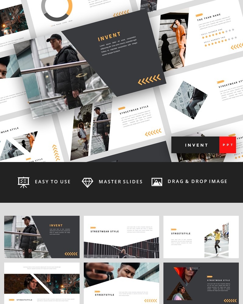 Invent - Street Fashion PowerPoint template - TemplateMonster
