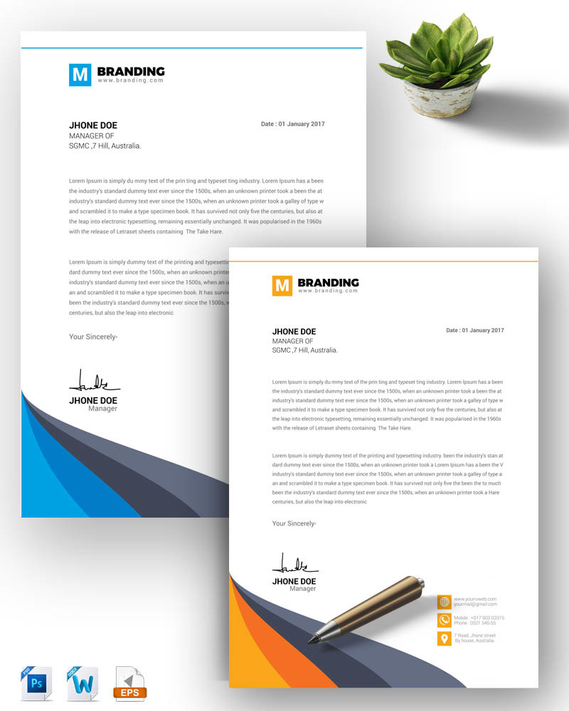 Job Letterhead M - Corporate Identity Template