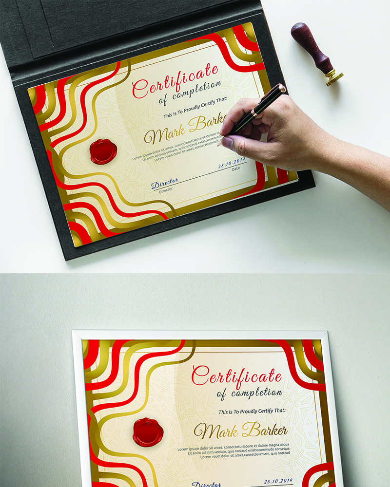 Wavy Elegant Certificate Template #95089 - TemplateMonster