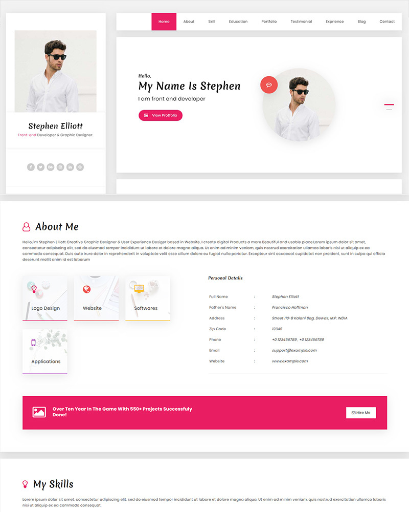 Stephen - Resume HTML Landing Page Template - TemplateMonster