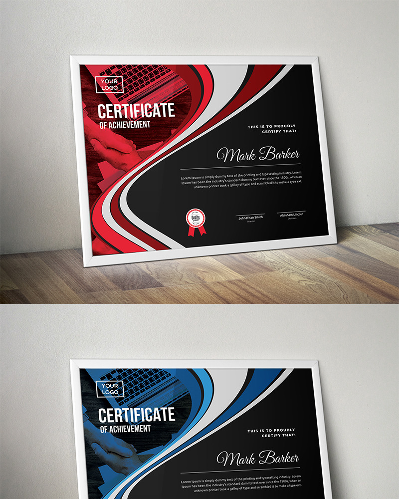 Corporate Wavy Certificate Template #95336 - TemplateMonster