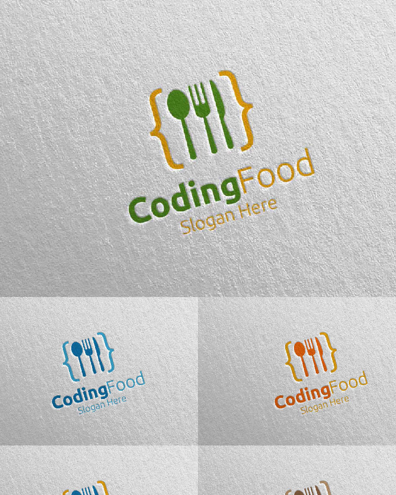 Coding Food for Restaurant or Cafe 36 Logo Template
