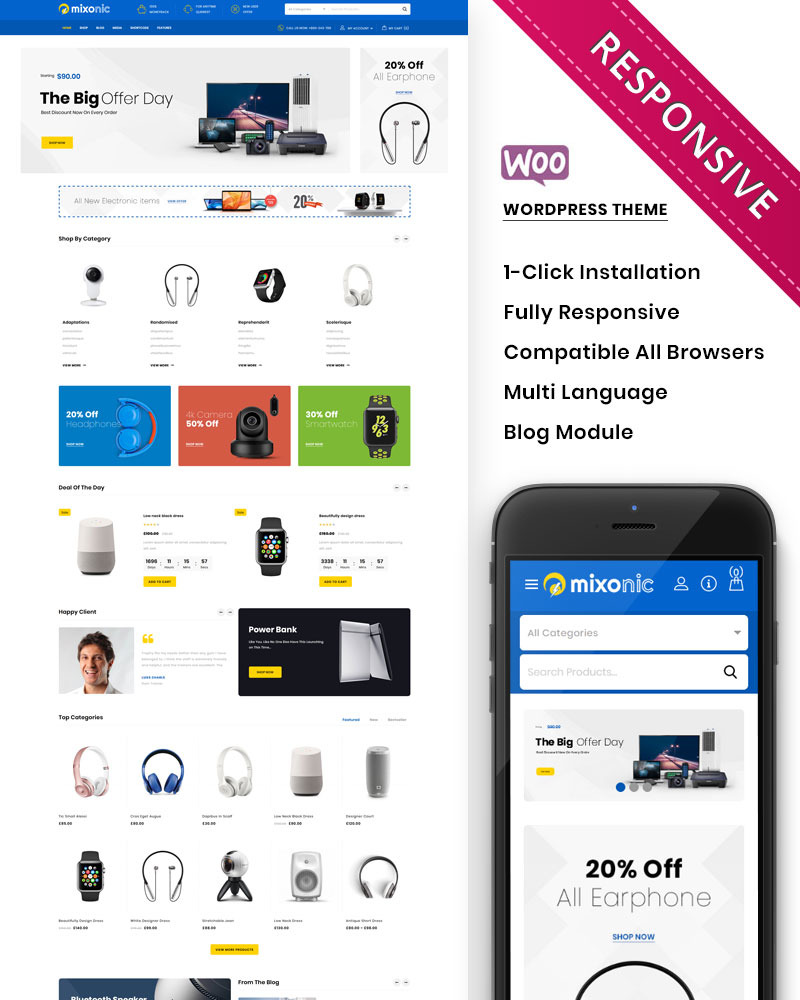 Mixonic - The Electronic Store WooCommerce Theme #95558