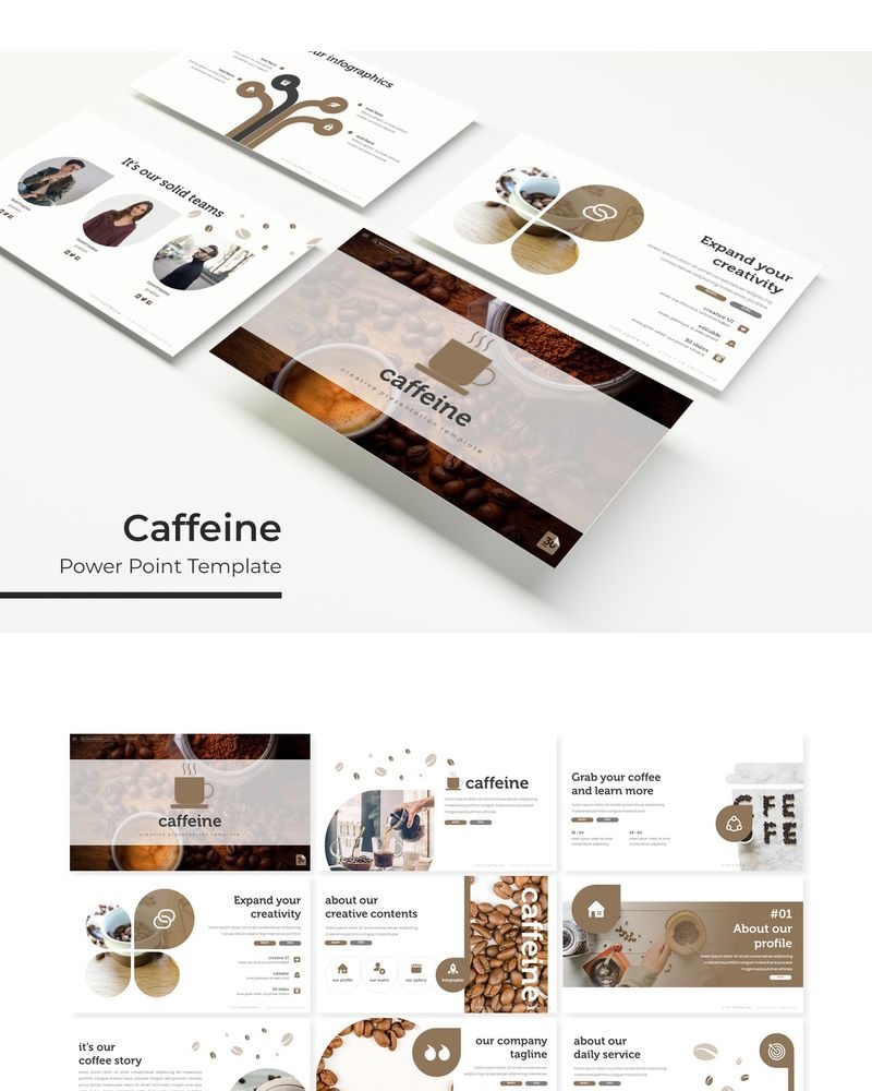 Caffeine PowerPoint template #95618 - TemplateMonster