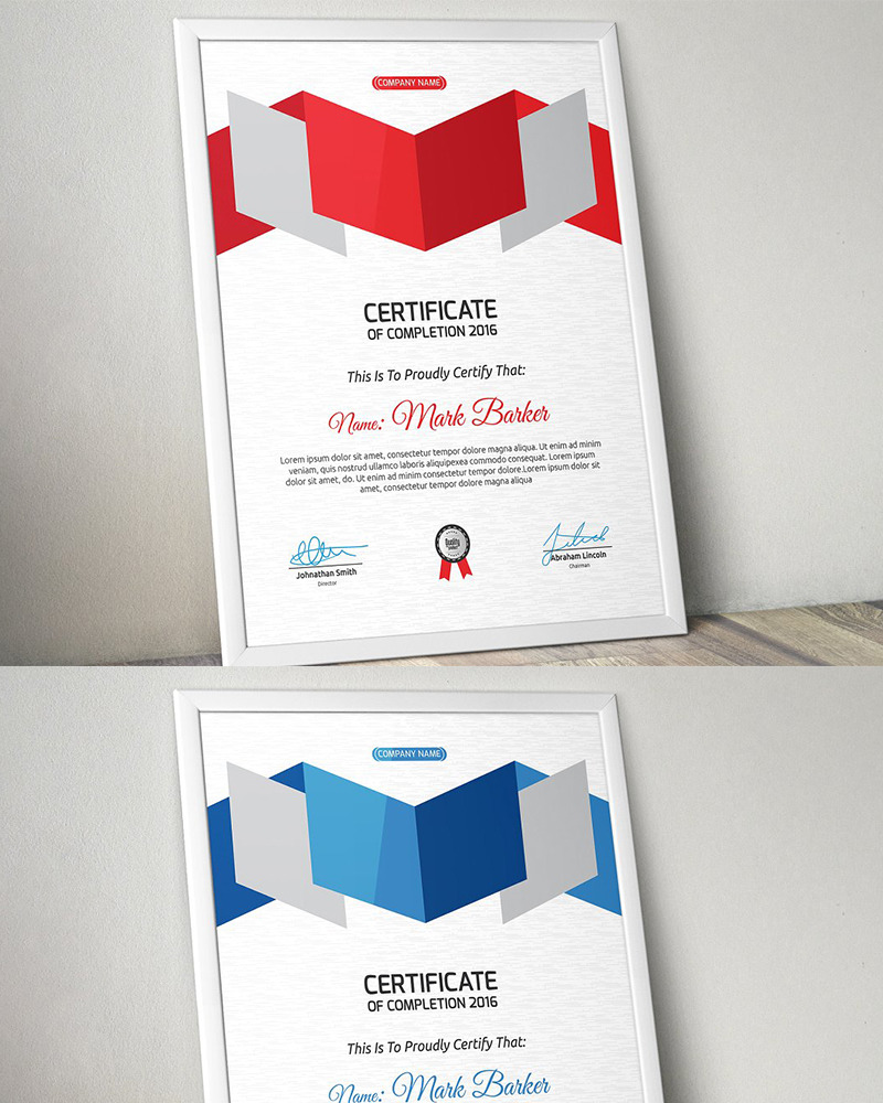 Geometric Portrait Mode Certificate Template