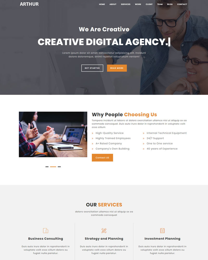 Arthur - Multipurpose HTML Landing Page Template