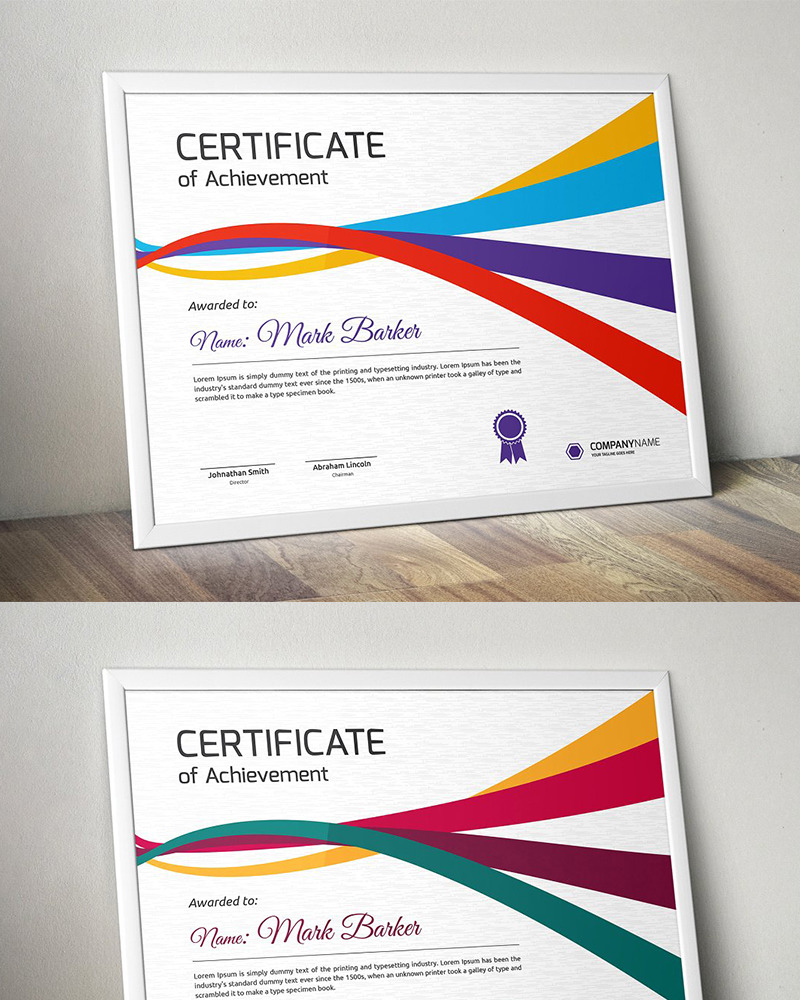 Colorful Stripes Landscape and Portrait Mode Certificate Template