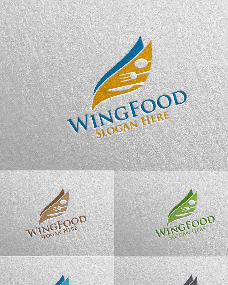 Wing Food for Restaurant or Cafe 68 Logo Template