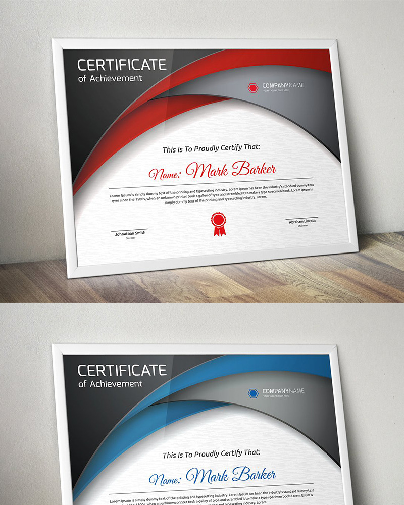 Curvy Metallic Certificate Template #95861 - TemplateMonster