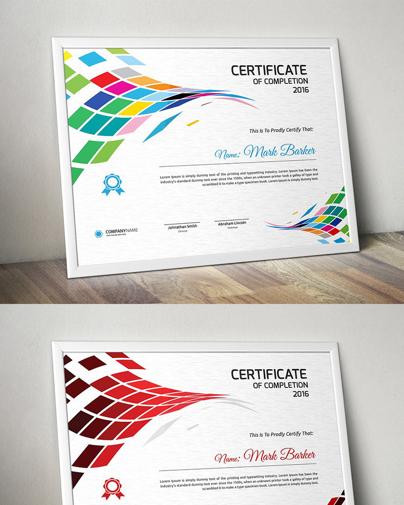 Abstract Colorful Certificate Template - TemplateMonster