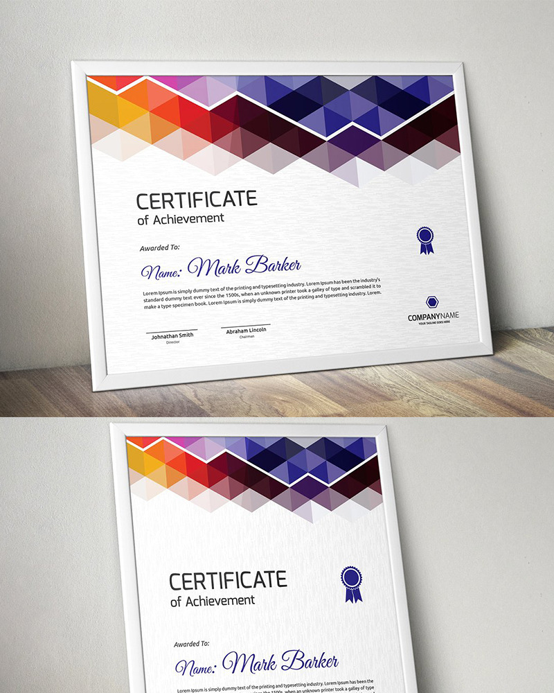 Colorful Triangles Certificate Template - TemplateMonster