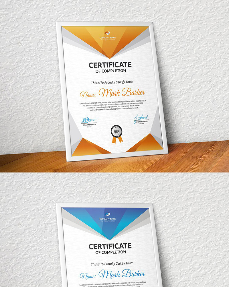 Geometric Portrait Certificate Template - TemplateMonster