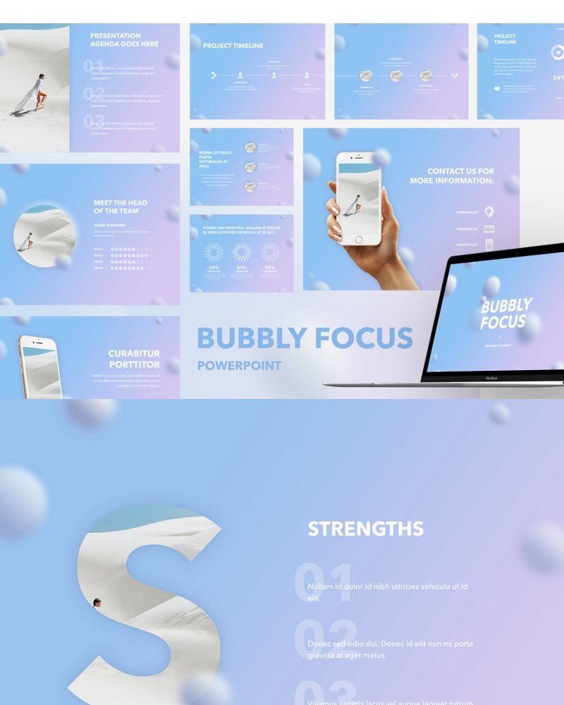 Bubbly Focus PowerPoint template #96354 - TemplateMonster