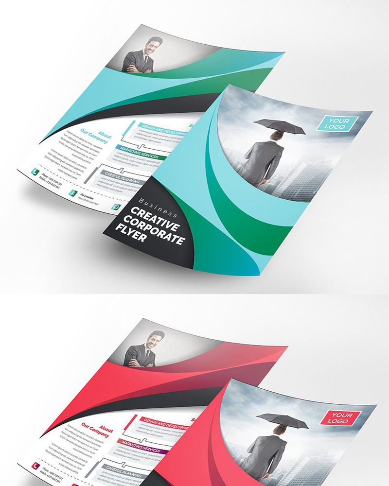 Curvy Both Side Flyer - Corporate Identity Template