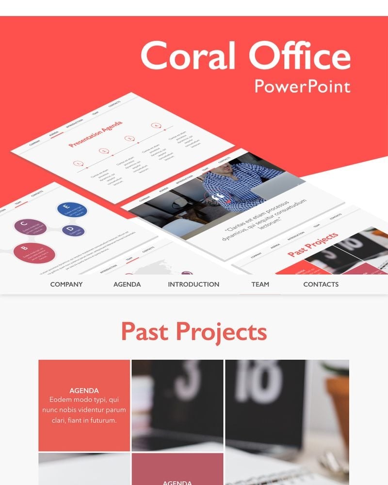Coral Office PowerPoint template #96576 - TemplateMonster