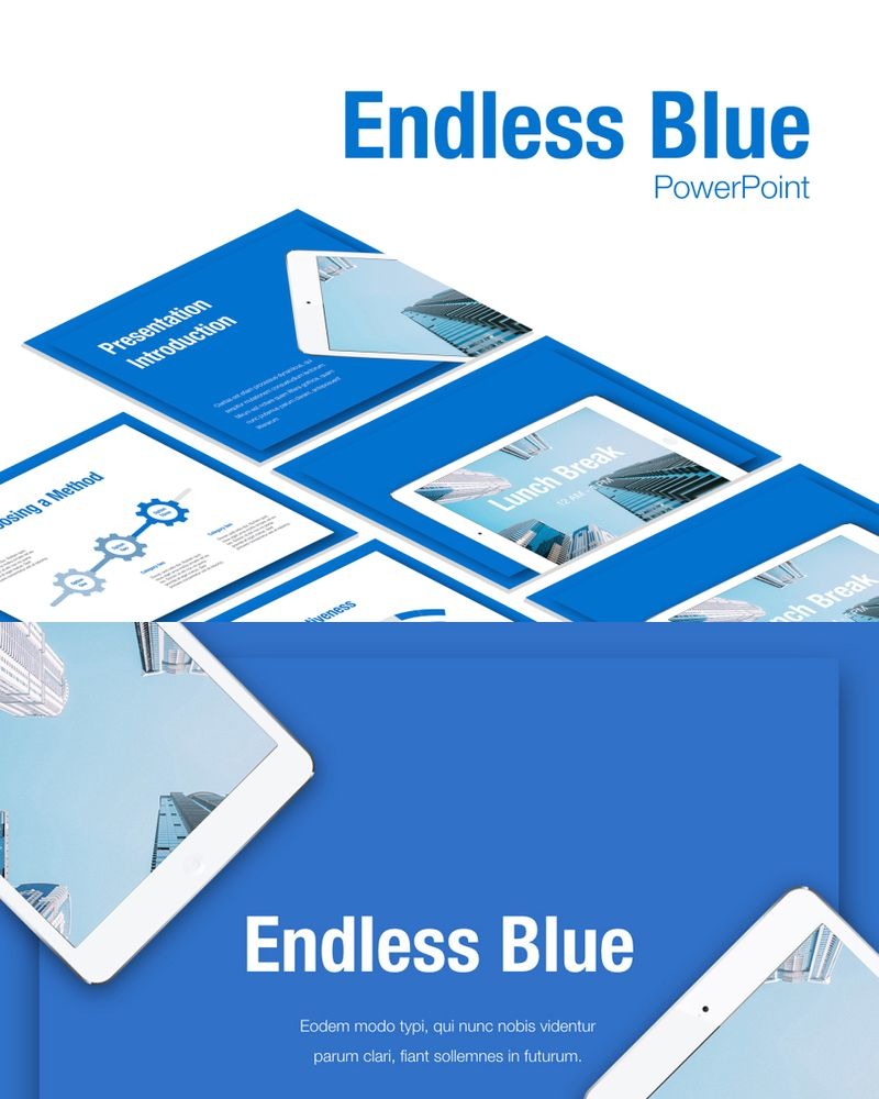 Modello di PowerPoint blu senza fine - TemplateMonster