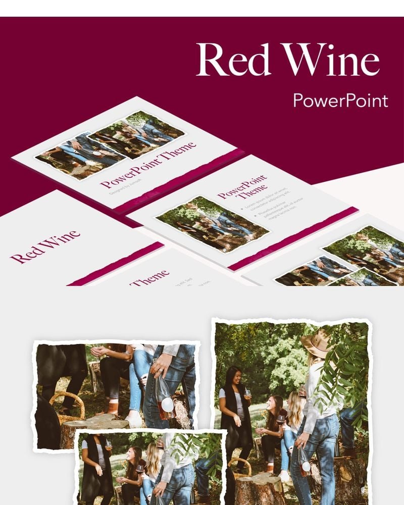 Red Wine PowerPoint template #96709 - TemplateMonster