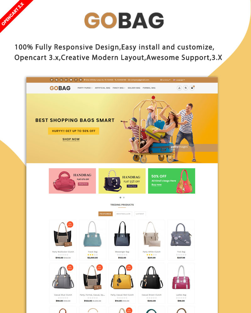 Gobag Responsive Website OpenCart Template - TemplateMonster