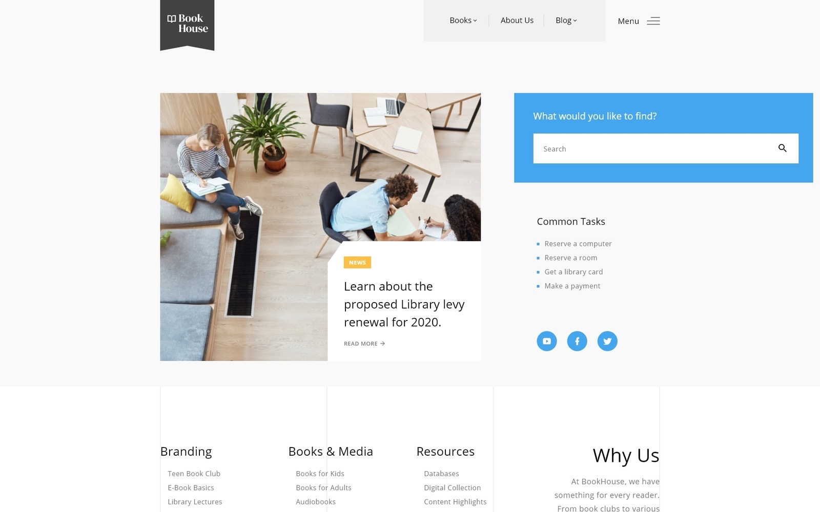 BookHouse - City Library Website Template - TemplateMonster