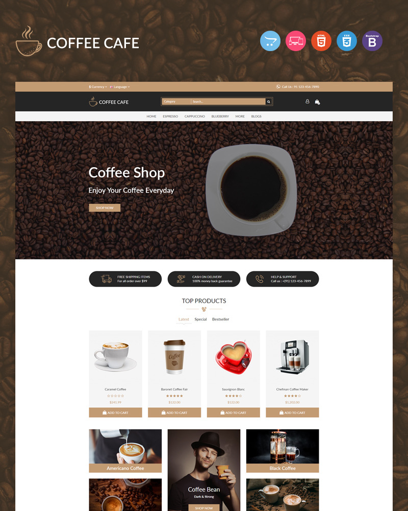 Coffee Responsive OpenCart Template #96973 - TemplateMonster
