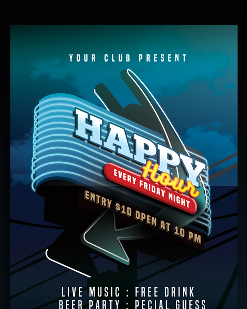 Happy Hour Motel Sign - Corporate Identity Template