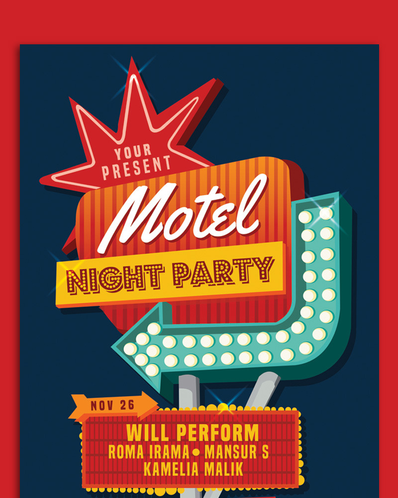 Motel Sign Party Flyer - Corporate Identity Template