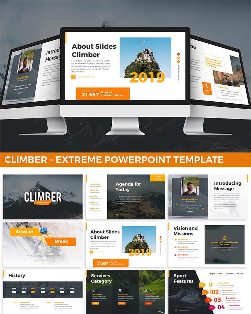 Climber - Extreme PowerPoint template - TemplateMonster