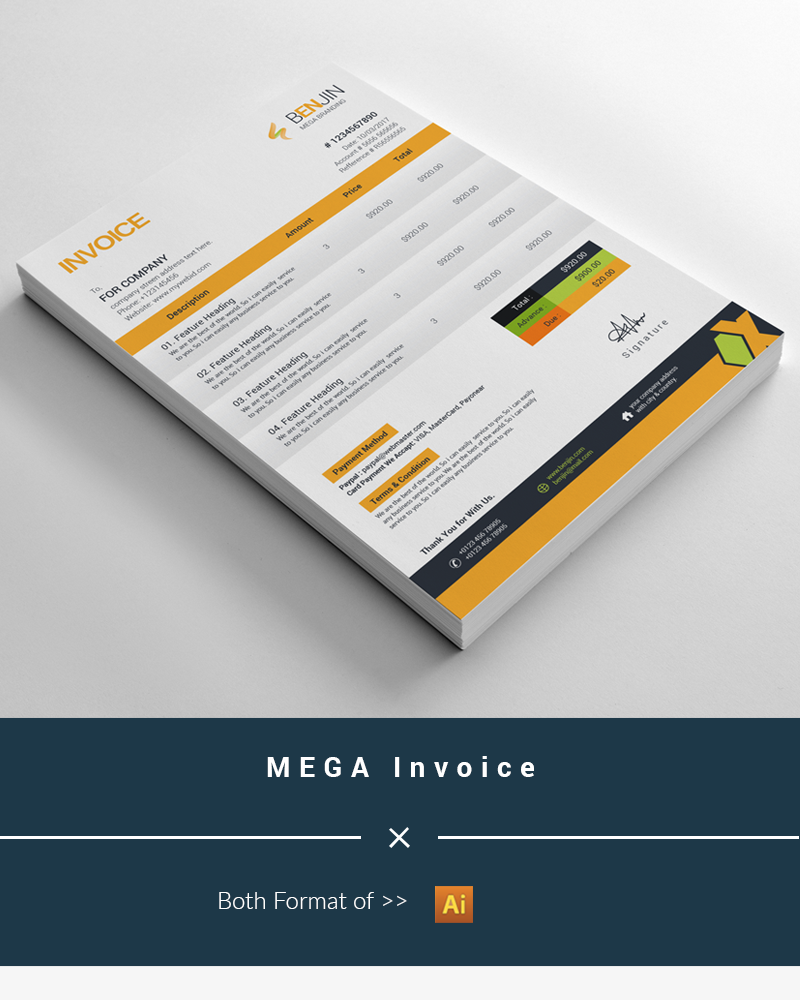 MEGA Invoice - Corporate Identity Template - TemplateMonster