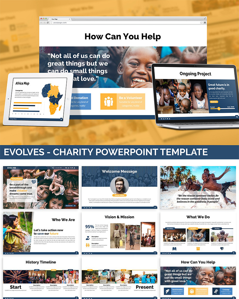 Evolves - Charity PowerPoint template - TemplateMonster