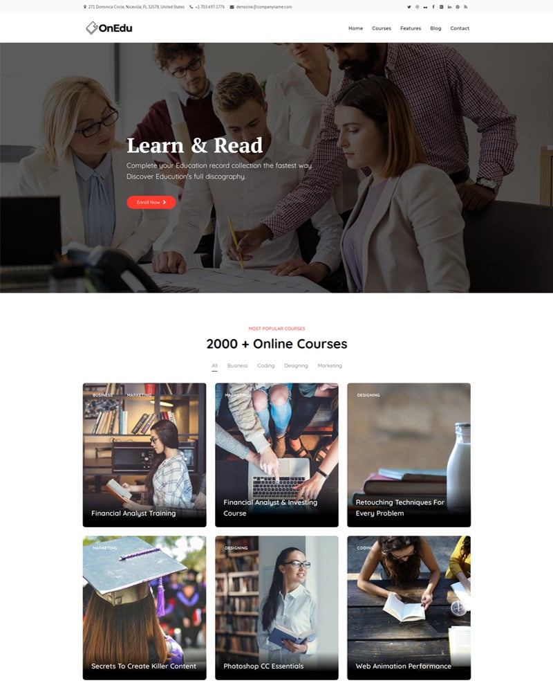 Onedu - Education Courses LMS WordPress Theme