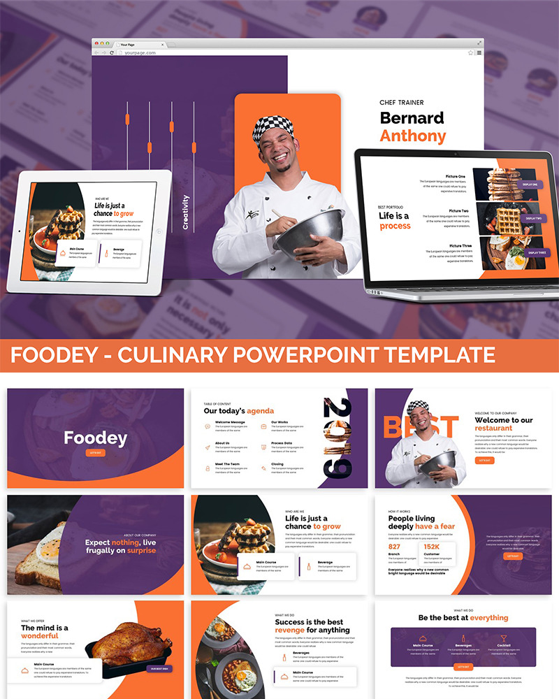 Foodey - Culinary PowerPoint template - TemplateMonster