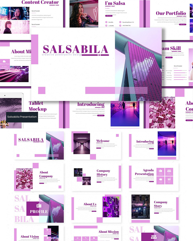 Salsabila PowerPoint template #97608 - TemplateMonster
