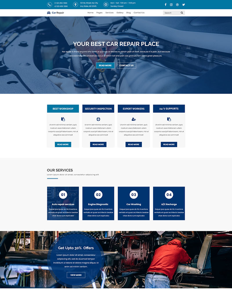 Car Repair | Maintenance PSD Template - TemplateMonster