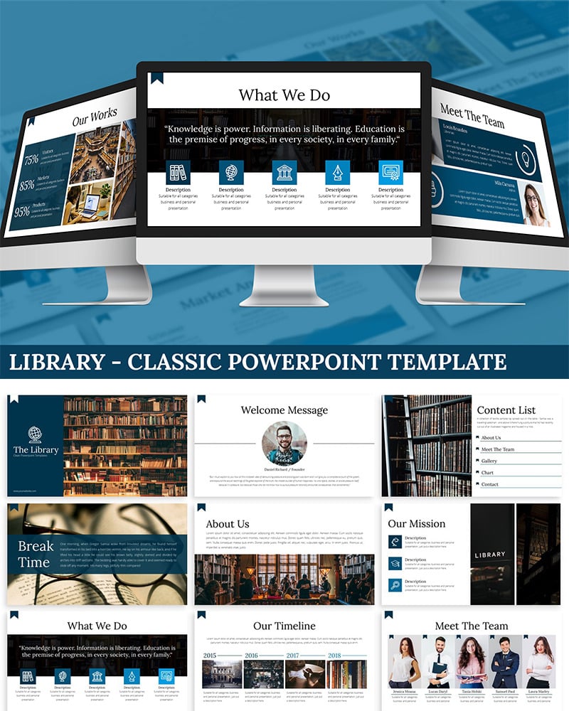 Library - Classic PowerPoint template - TemplateMonster