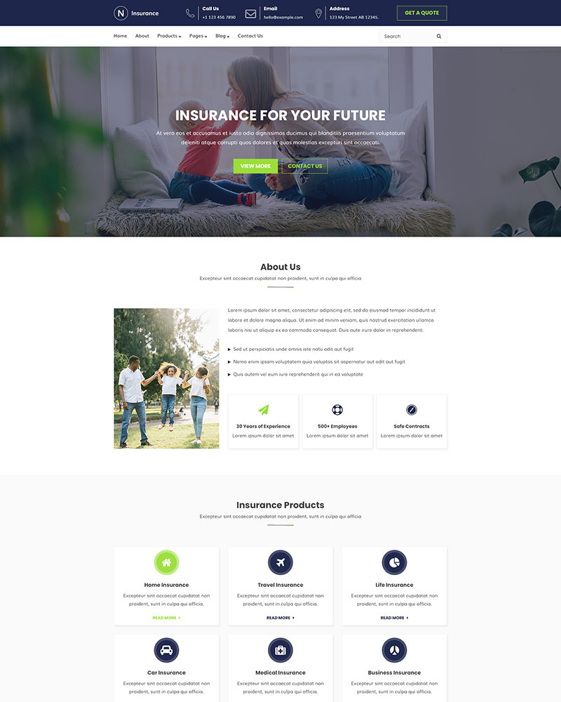Insurance PSD Template #98019 - TemplateMonster