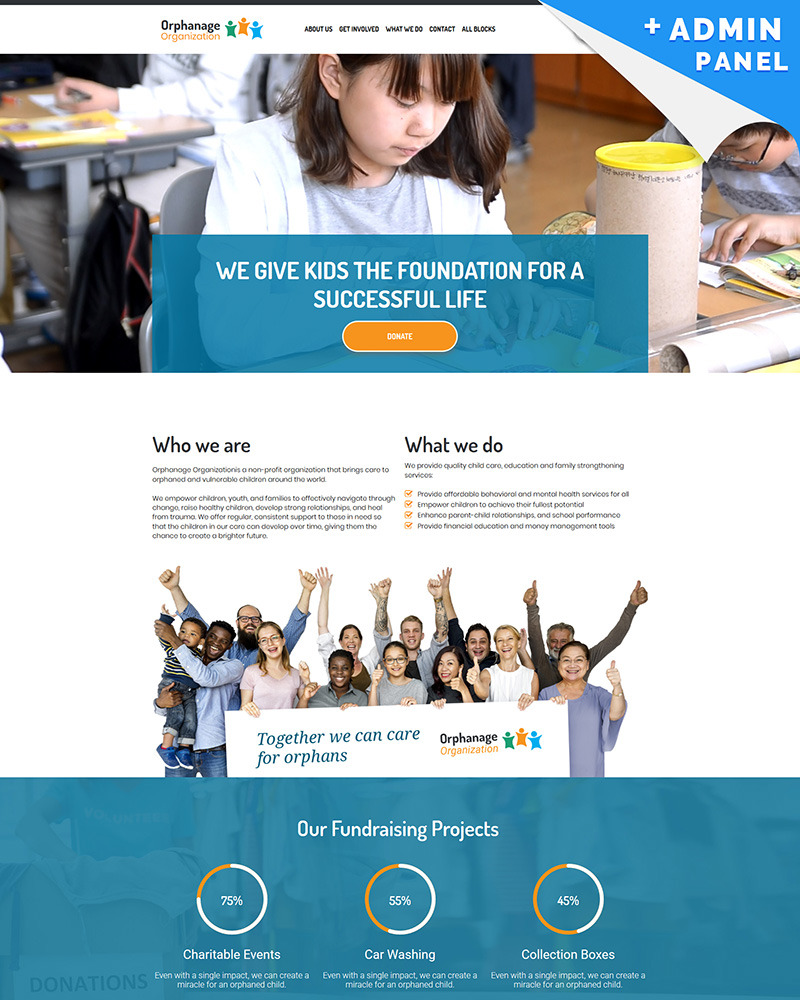 Orphanage - Charity Organization Landing Page Template