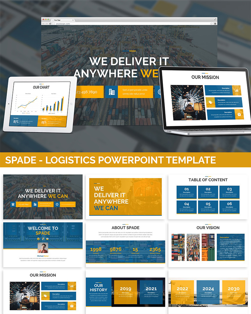 Spade - Logistics PowerPoint template - TemplateMonster